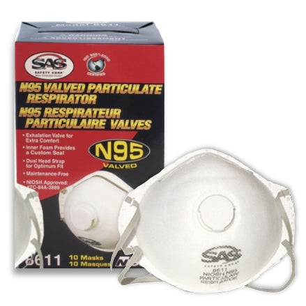 SAS Safety Brand N95 Valved Particulate Respirators, 8611 ...