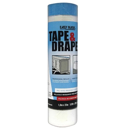 Easy Mask Tape & Drape 6' x 72' Pre-taped Masking Film, 949660 ...